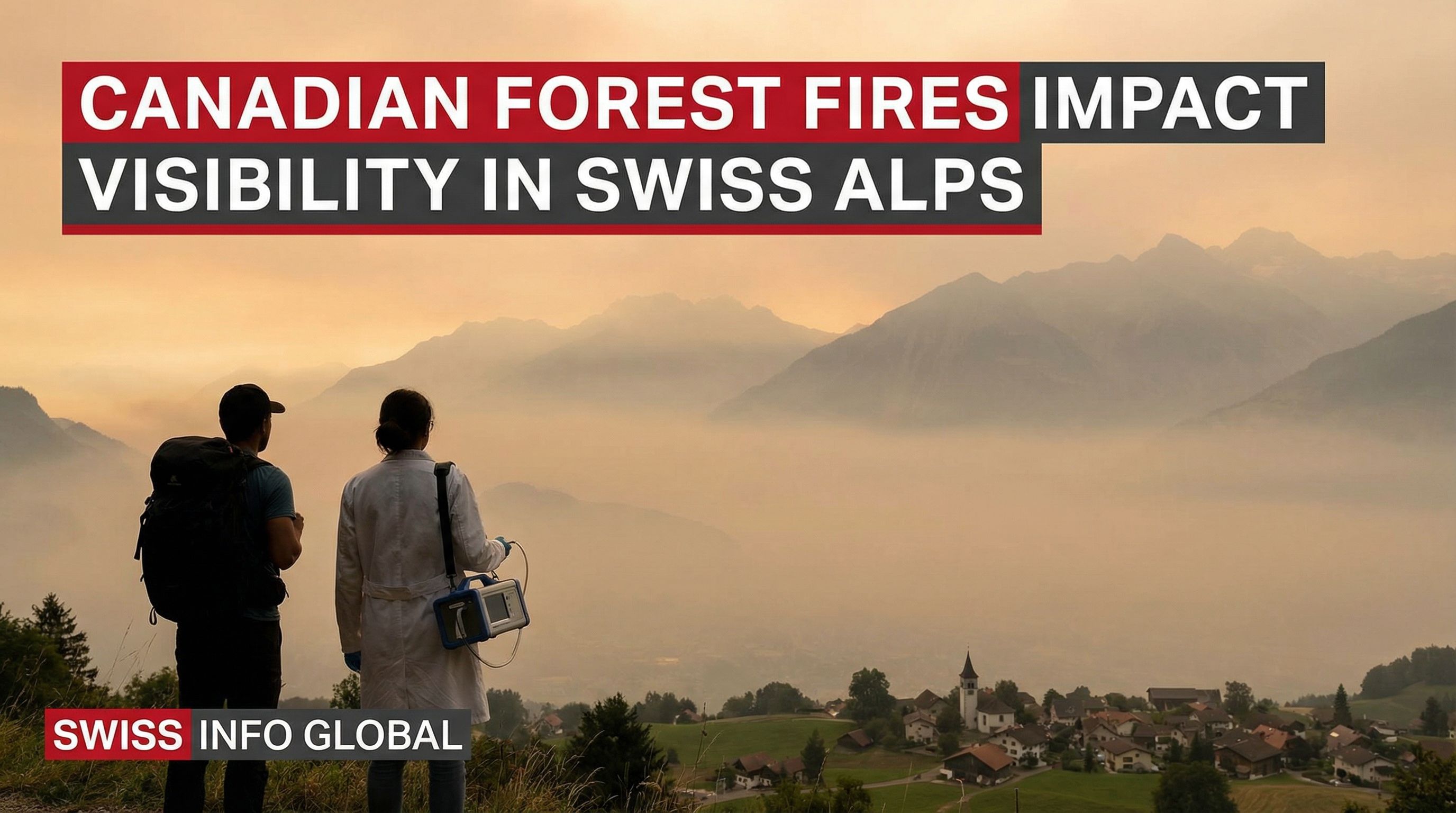 Canadian forest fires impact visibility in Swiss Alps