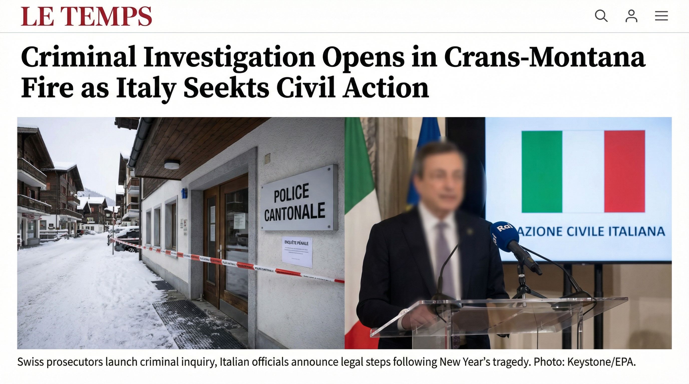 Criminal Investigation Opens in Crans-Montana Fire as Italy Seeks Civil ...