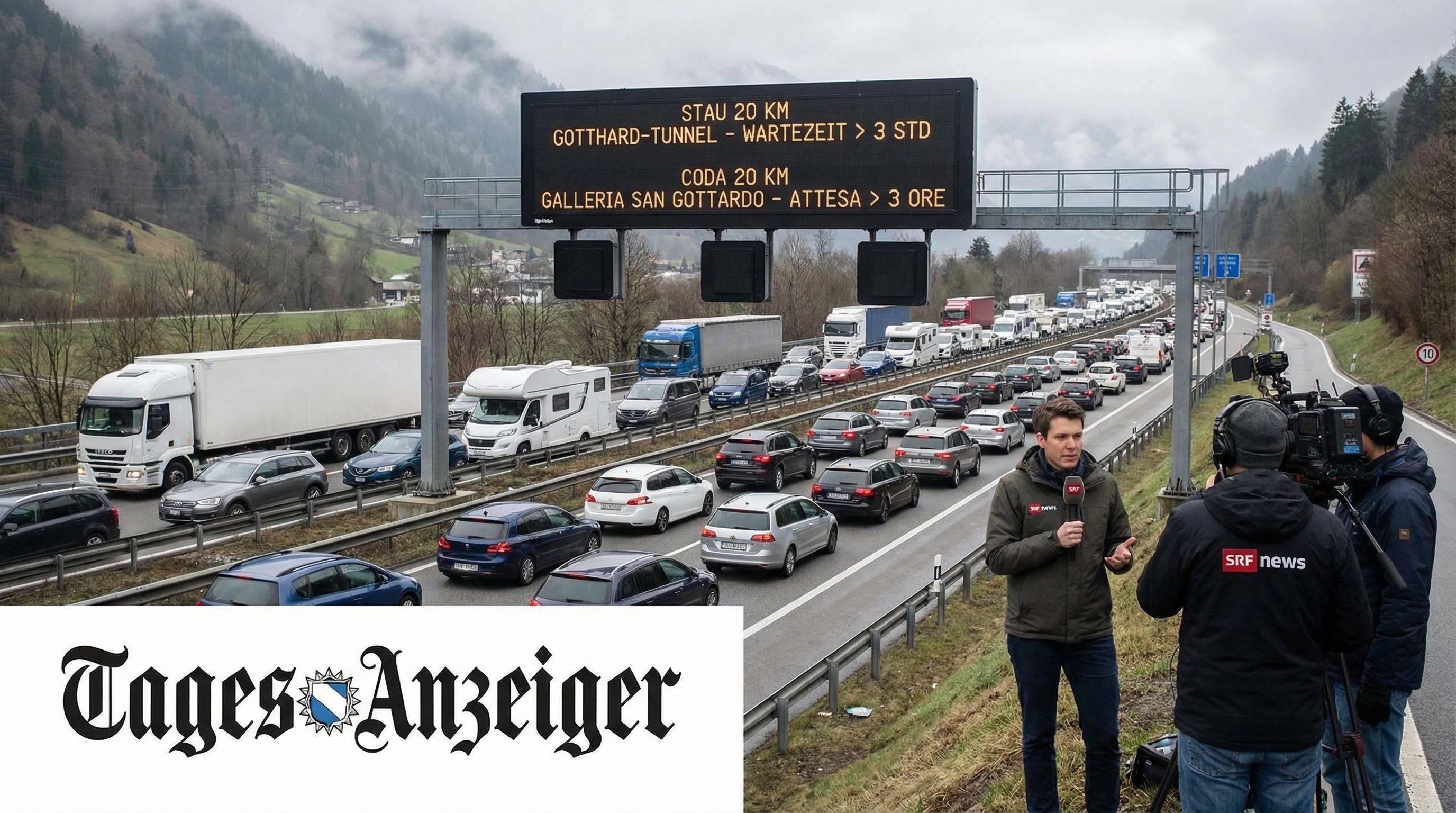Easter Exodus: Good Friday Sees 20km Traffic Jam at Gotthard Tunnel