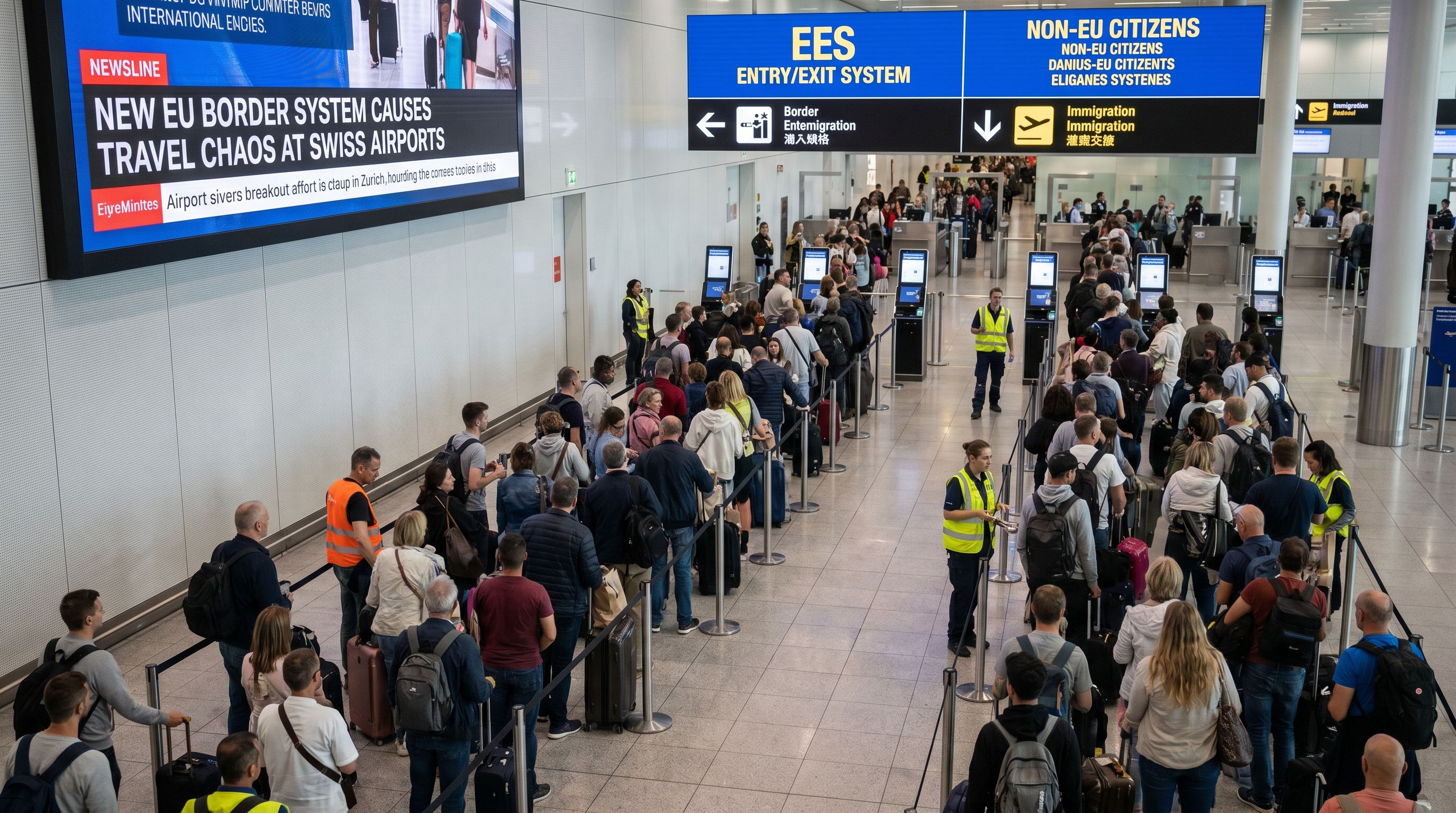 New EU Border System Causes Long Queues and Travel Chaos at Swiss Airports