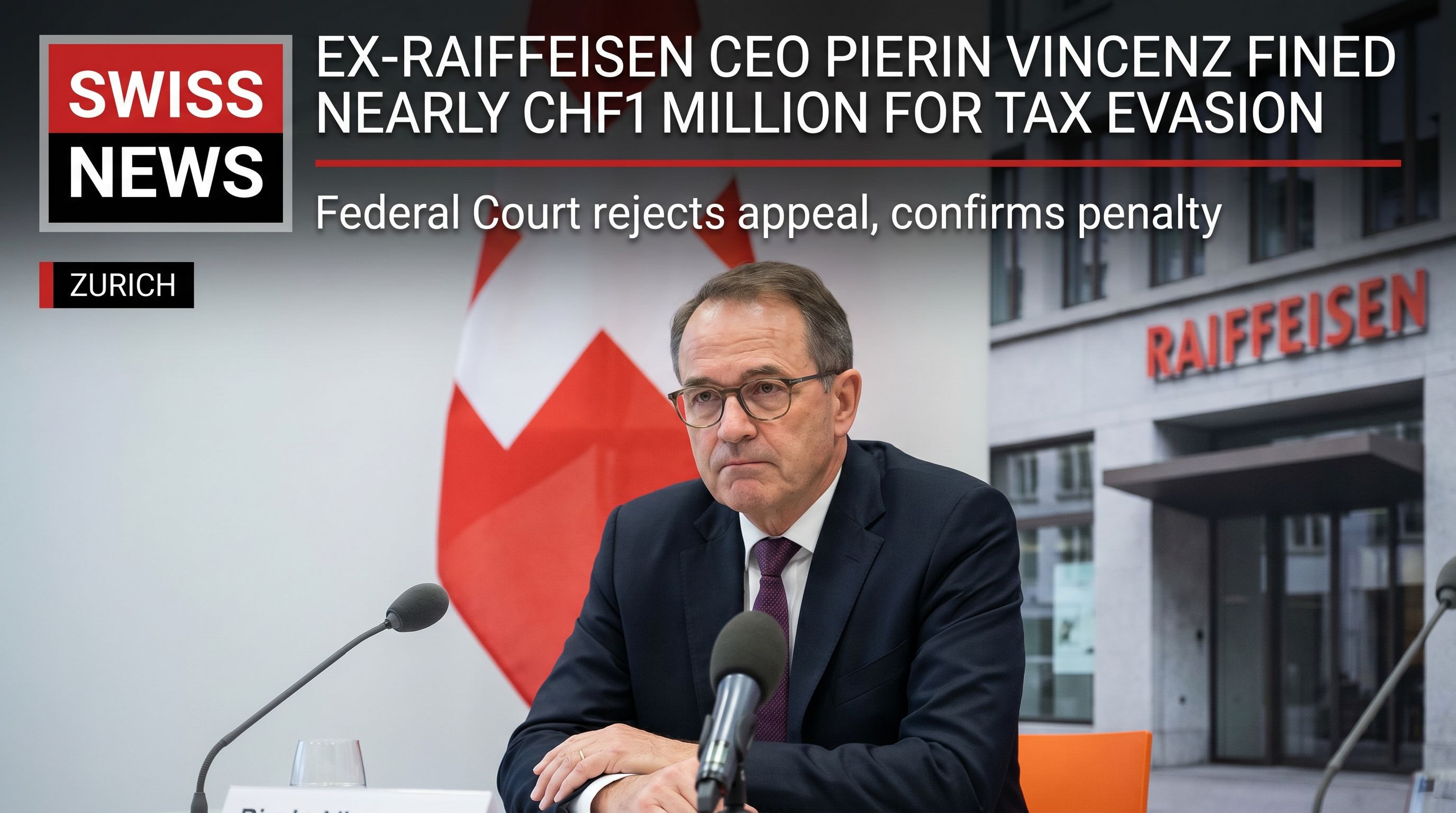 Ex-Raiffeisen CEO Pierin Vincenz Fined Nearly CHF1 Million for Tax Evasion