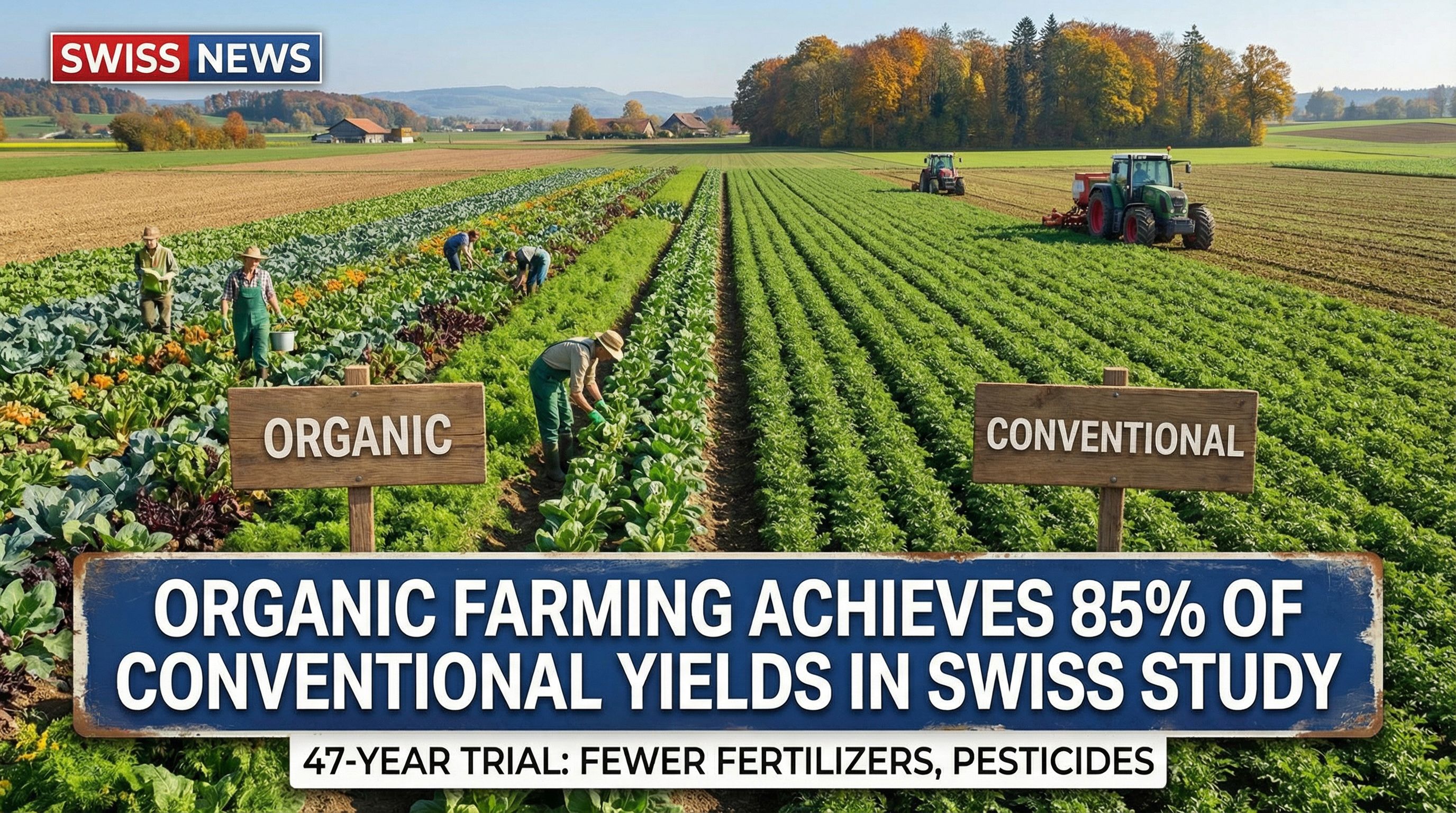 Organic Farming Achieves 85% of Conventional Yields in Swiss Study