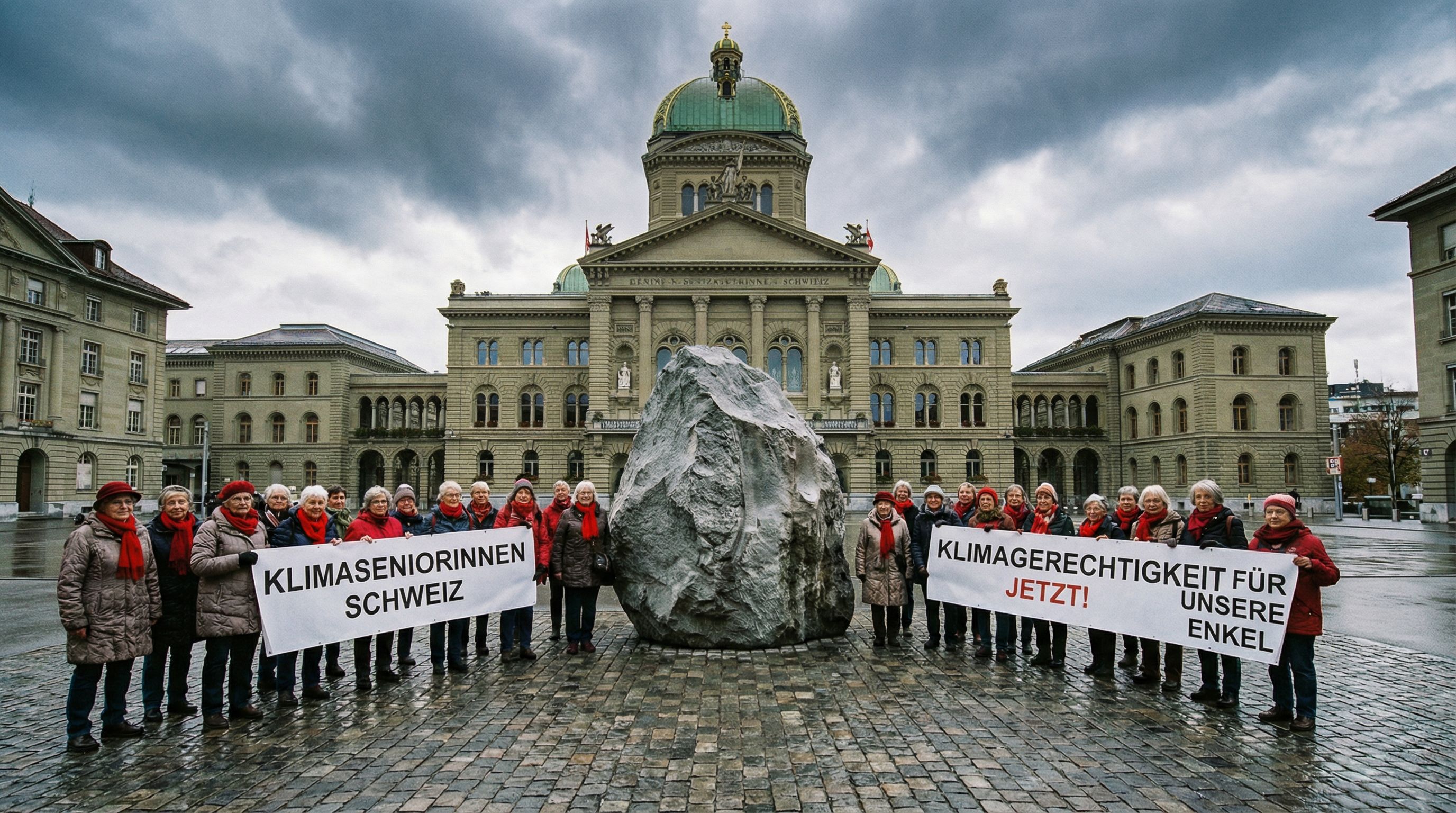 Swiss Climate Activists Mark ECHR Anniversary with 2.5-Tonne Monument