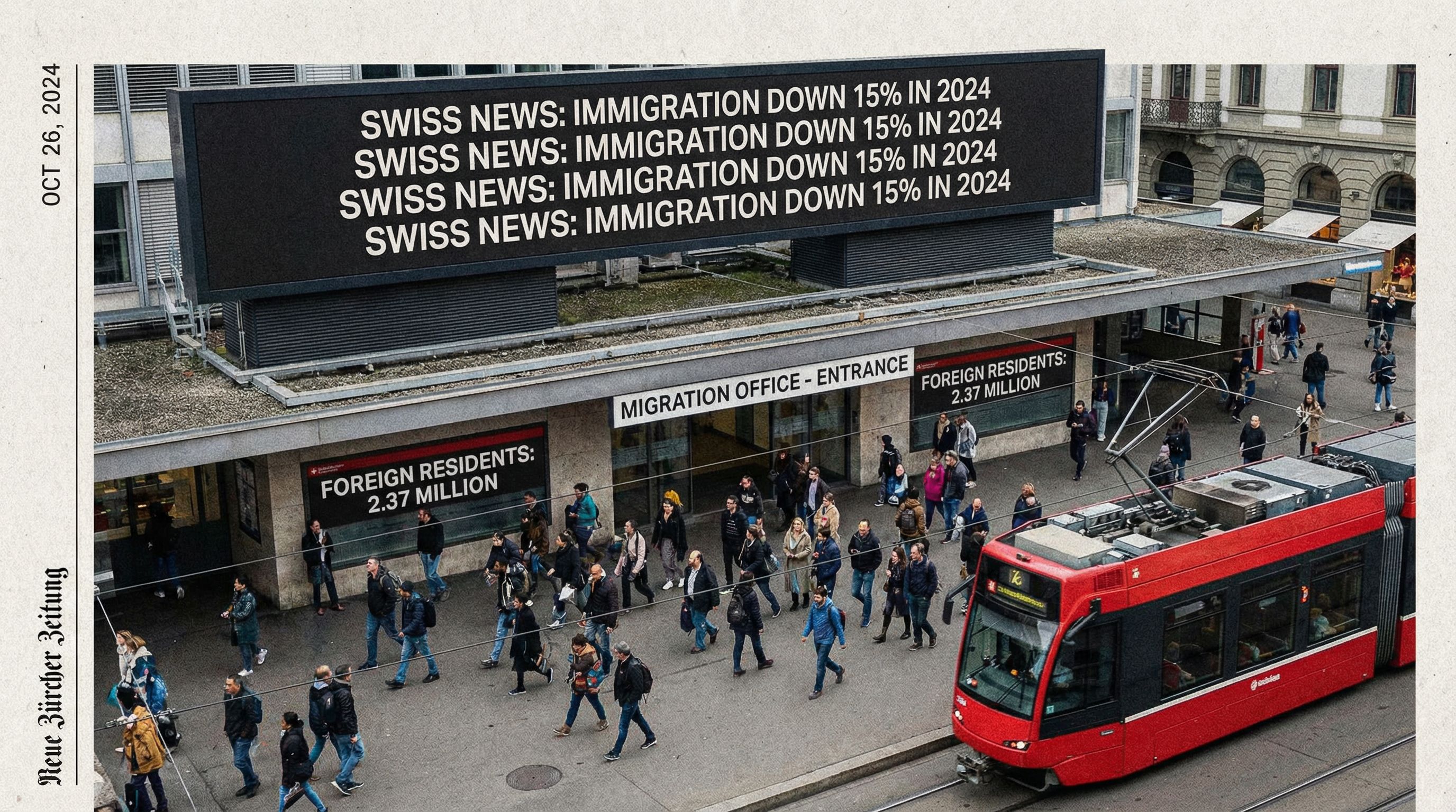 Swiss Immigration Drops 15% in 2024 Despite Growing Foreign Population