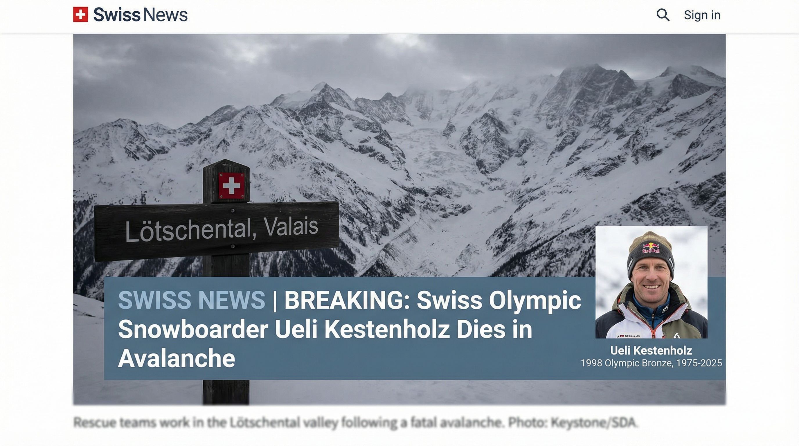 Swiss Olympic Snowboarder Ueli Kestenholz Dies in Avalanche
