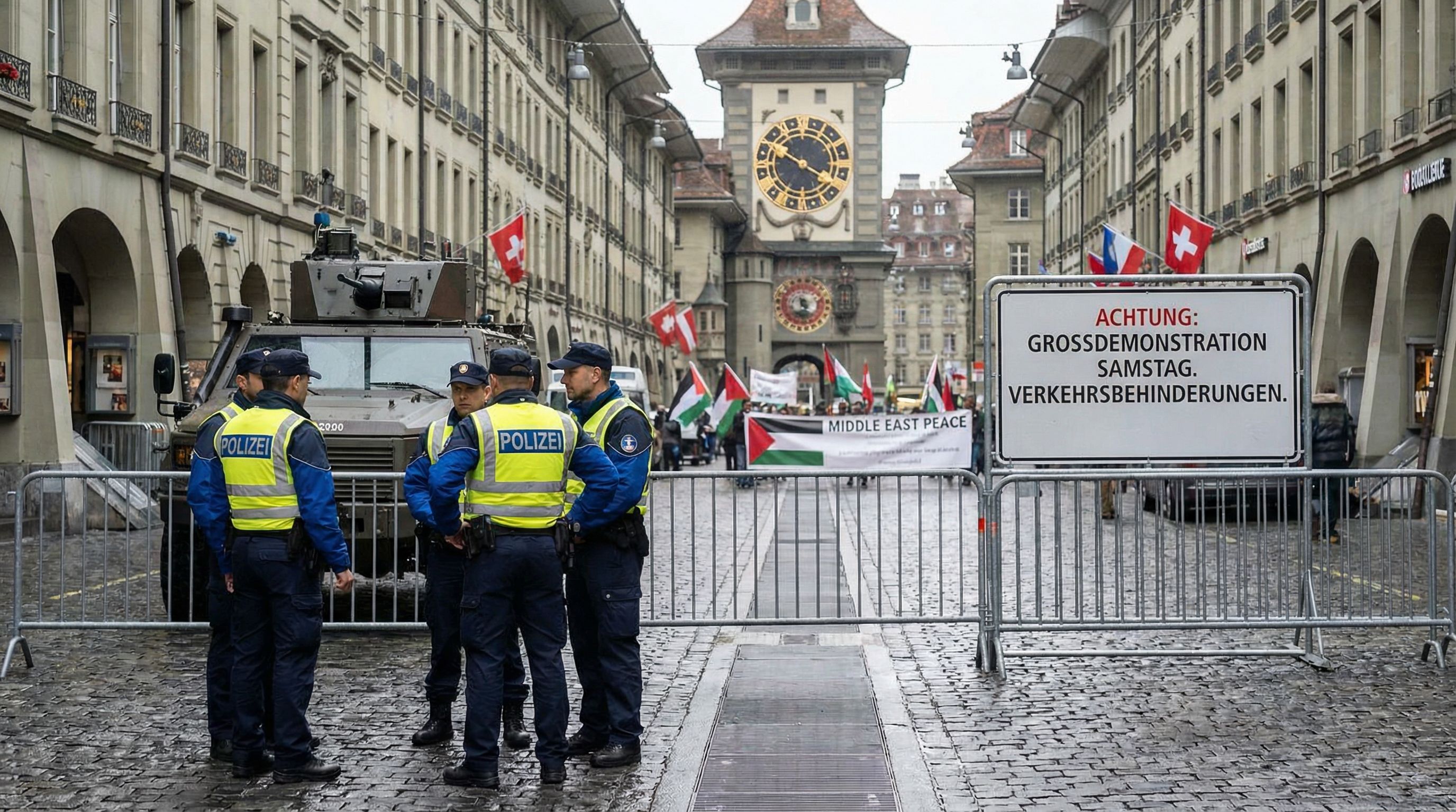 Swiss Police Mobilize for Major Middle East Protest in Bern